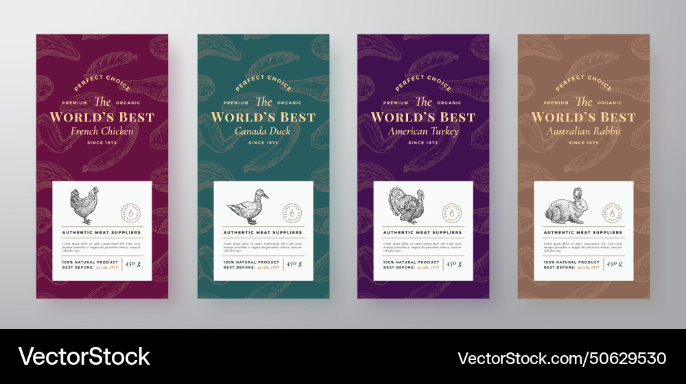 Premium quality meat and poultry labels set Vector Image