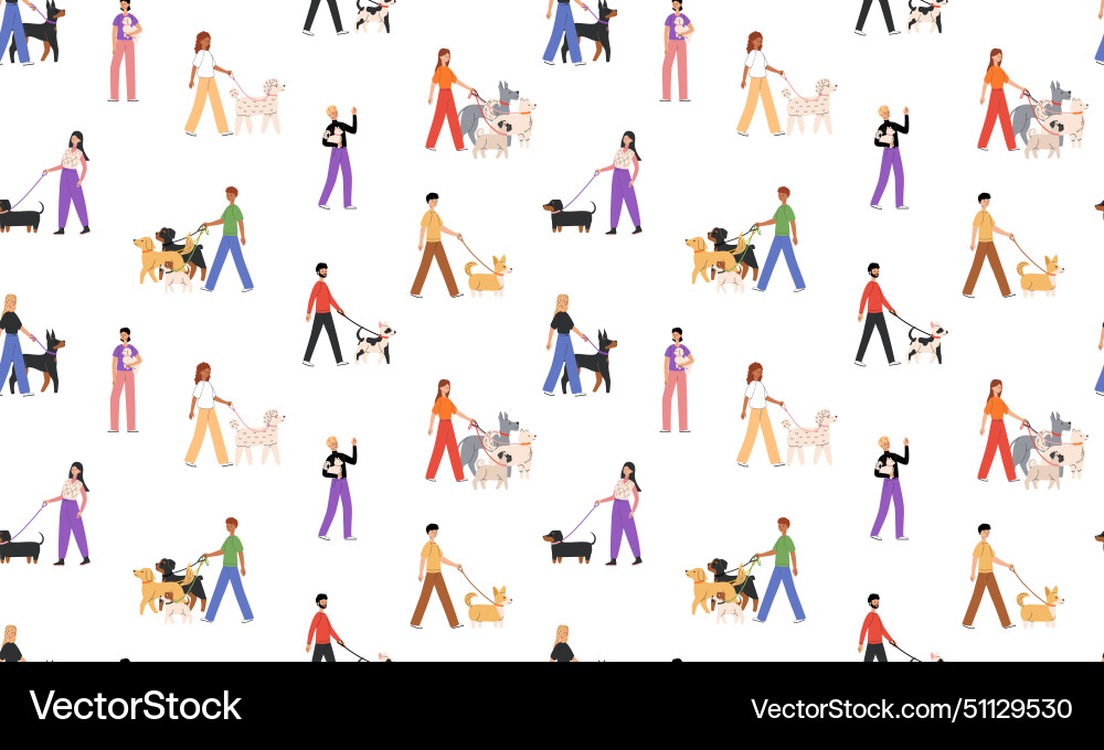 Seamless pattern with people walking dogs Vector Image