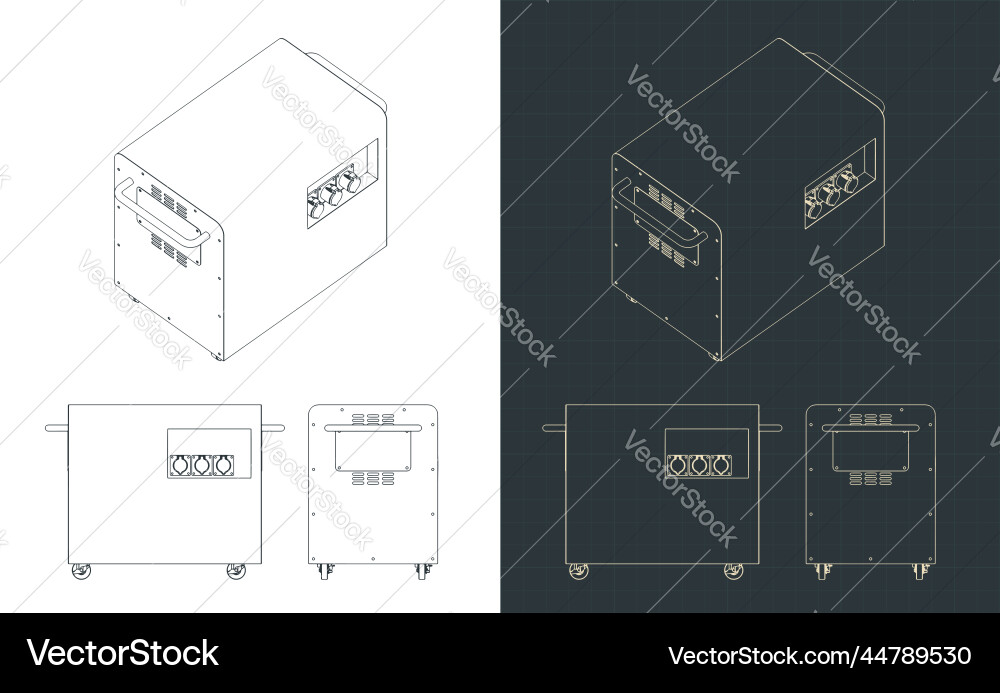 Small diesel generator blueprints Royalty Free Vector Image