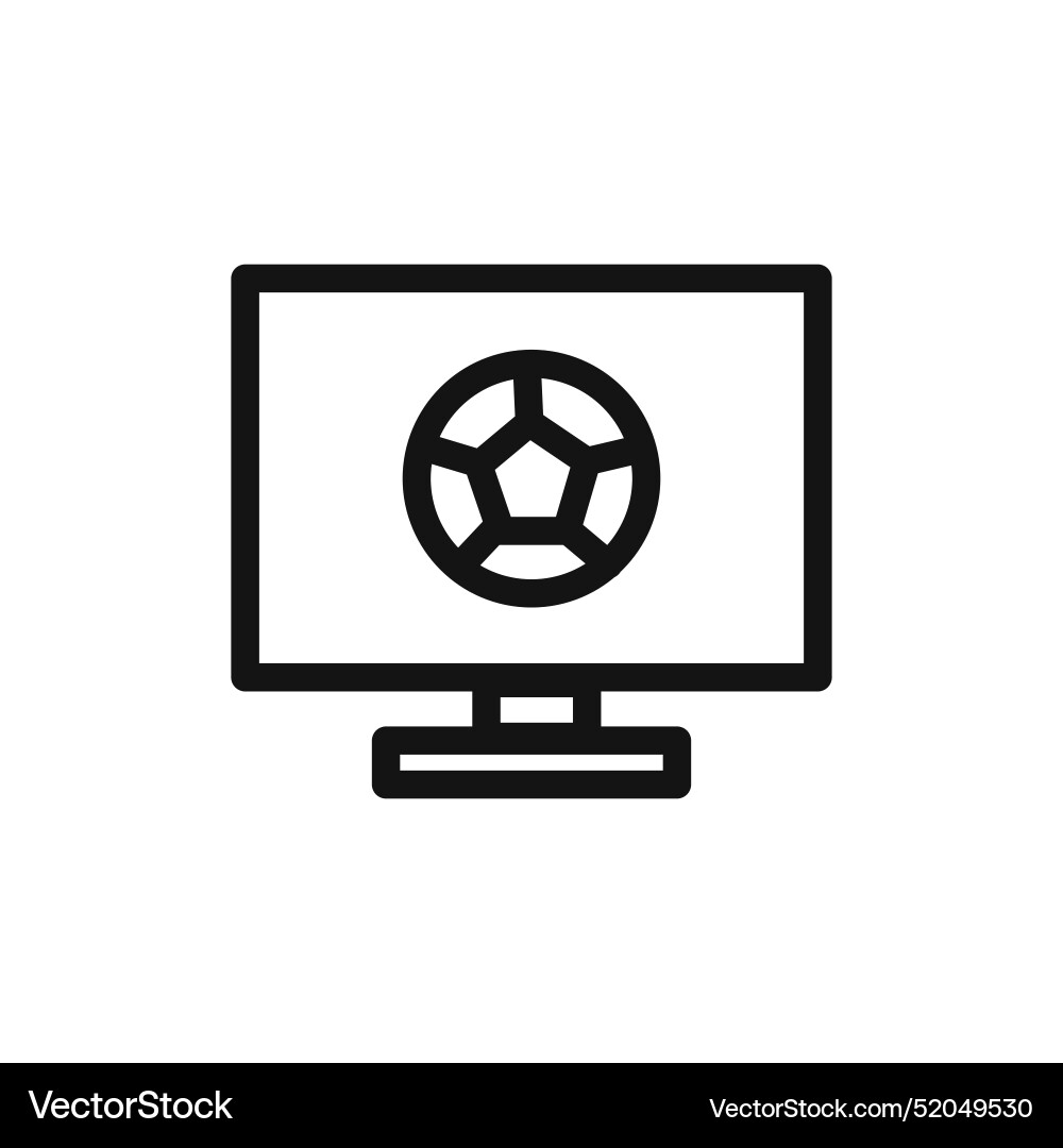 Soccer live match on tv icon linear graphics sign Vector Image