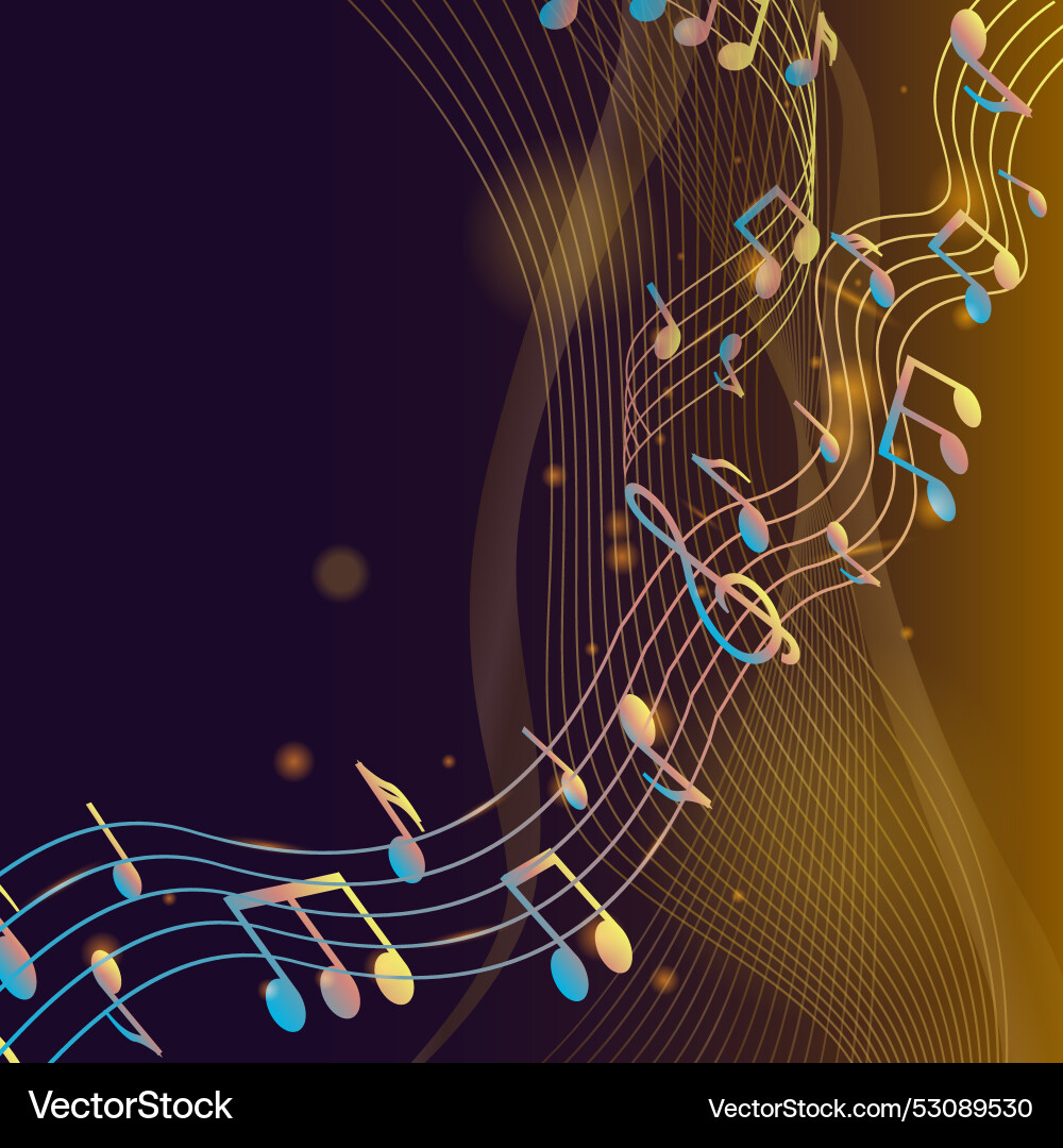Square cover colorful music notes with bokeh – Free Vector | VectorStock