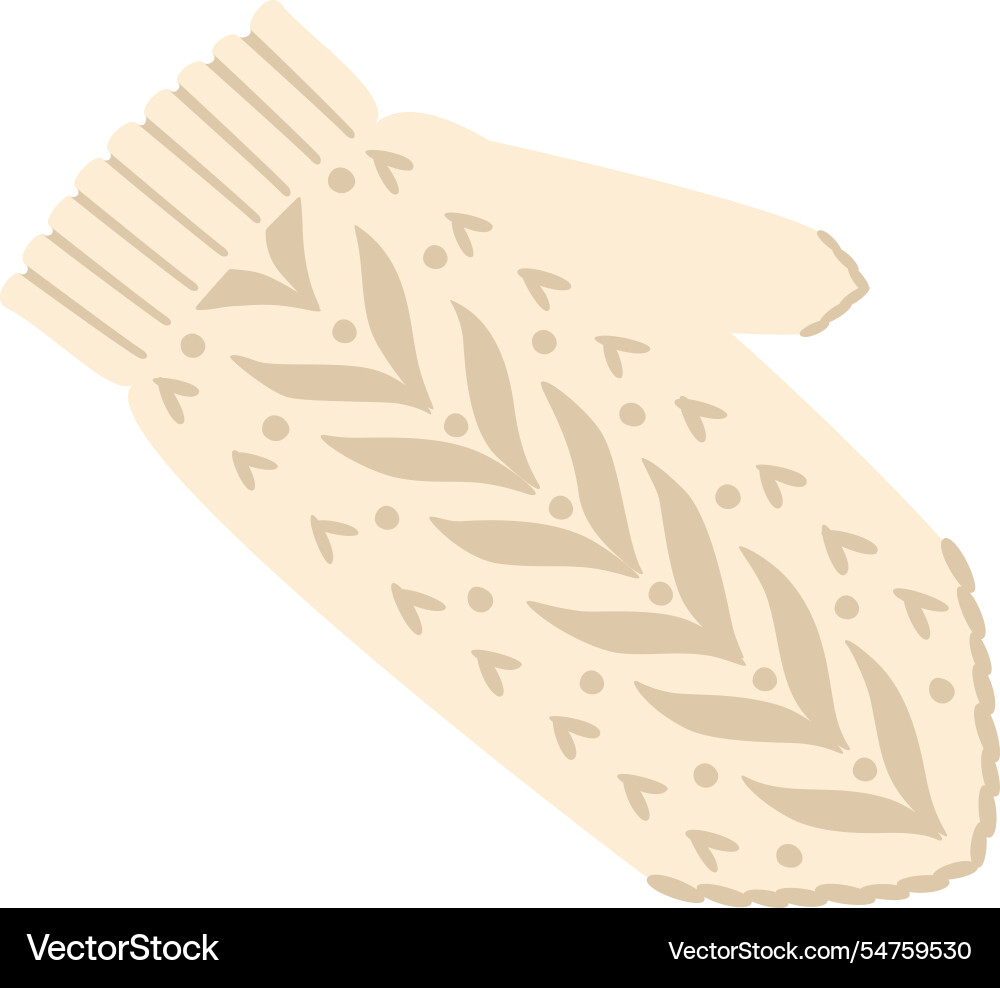 Warm knitted mitten featuring a charming leaf Vector Image
