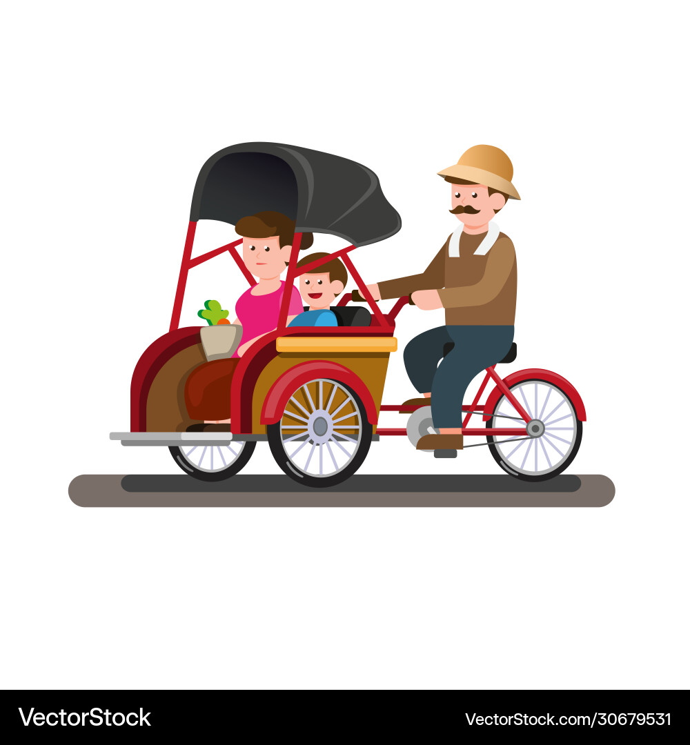 Becak or trickshaw indonesian traditional Vector Image