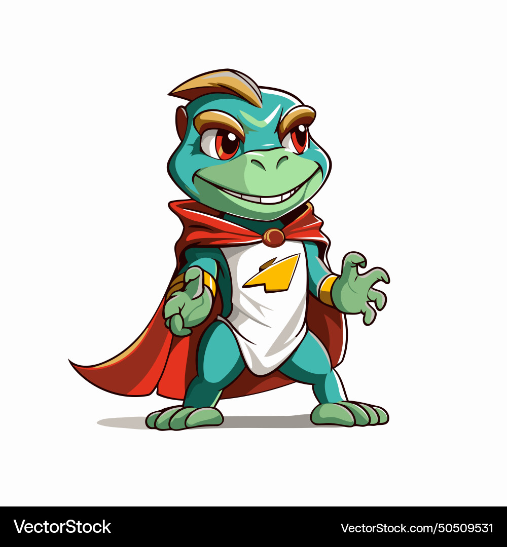 Cute cartoon frog superhero character isolated Vector Image