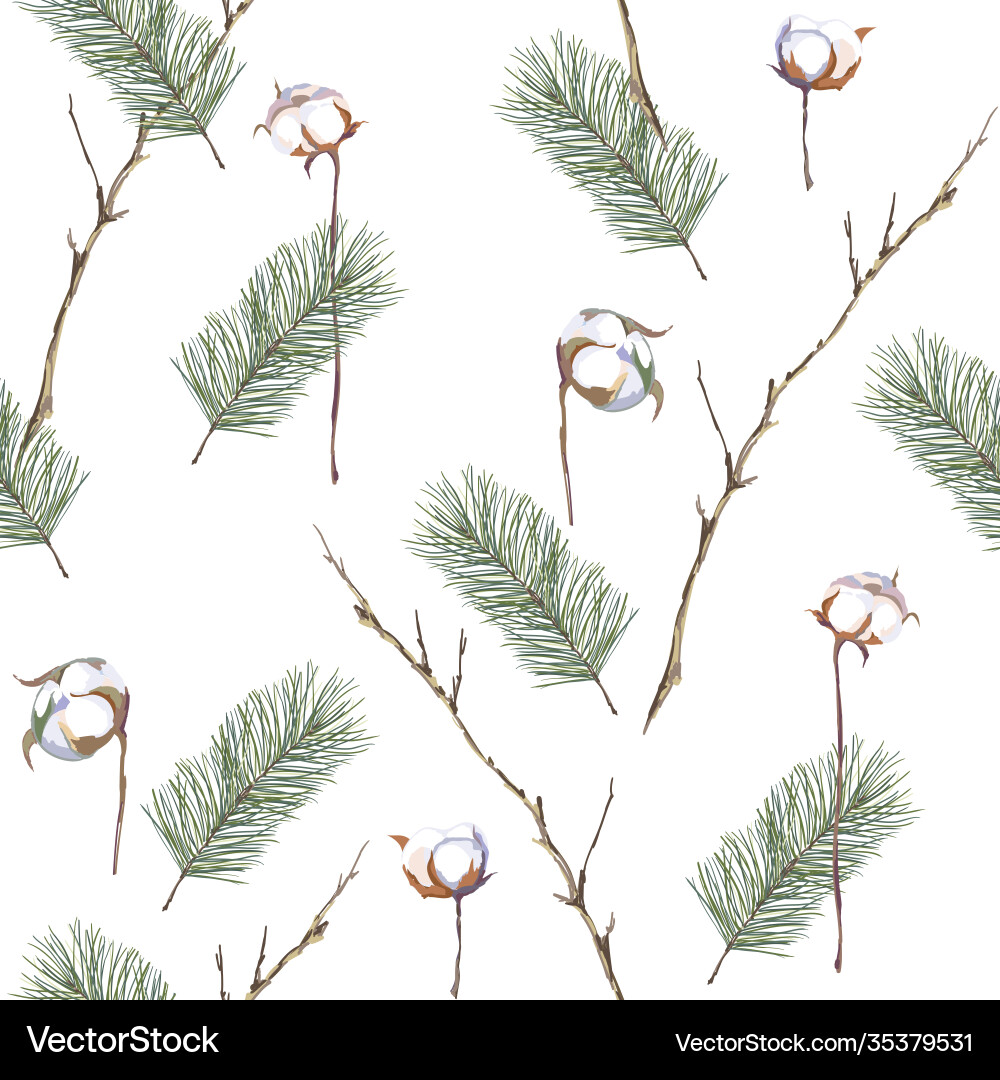 Fir and cotton Royalty Free Vector Image - VectorStock