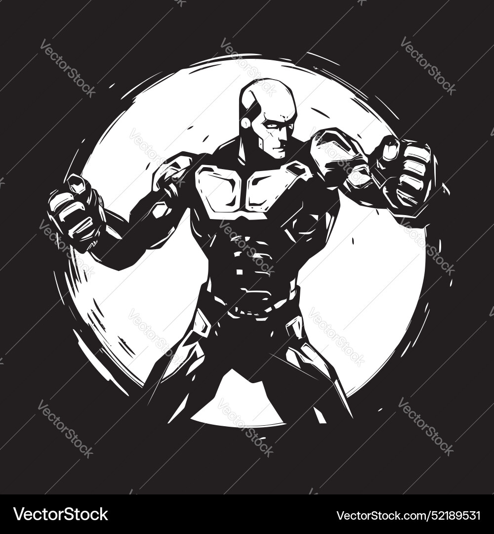 Futuristic fighter robot boxer icon in black Vector Image