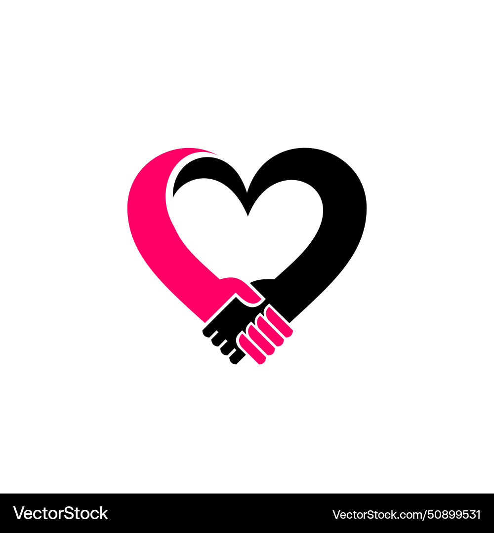Handshake logo with love concept Royalty Free Vector Image