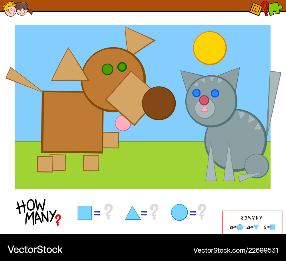 How many shapes educational game Royalty Free Vector Image
