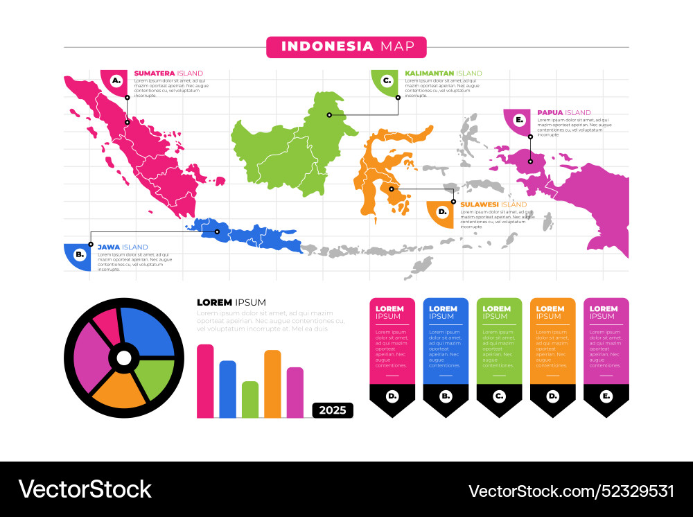 Indonesia map infographics Royalty Free Vector Image