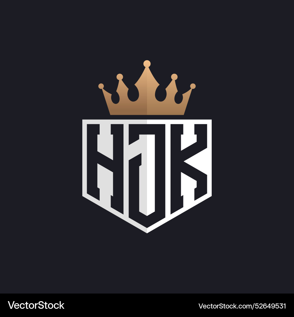 Luxury hjk logo with crown elegant initials Vector Image