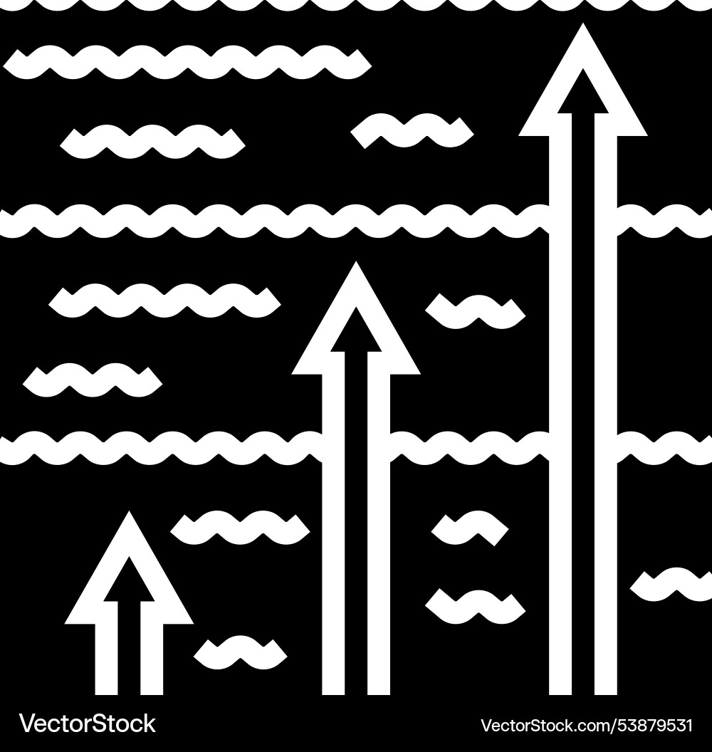 Rising water disaster glyph icon Royalty Free Vector Image