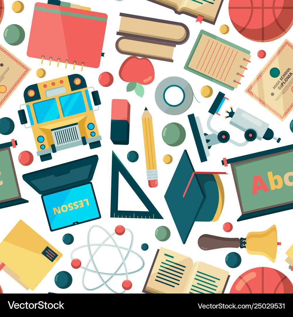 School seamless background education learning Vector Image