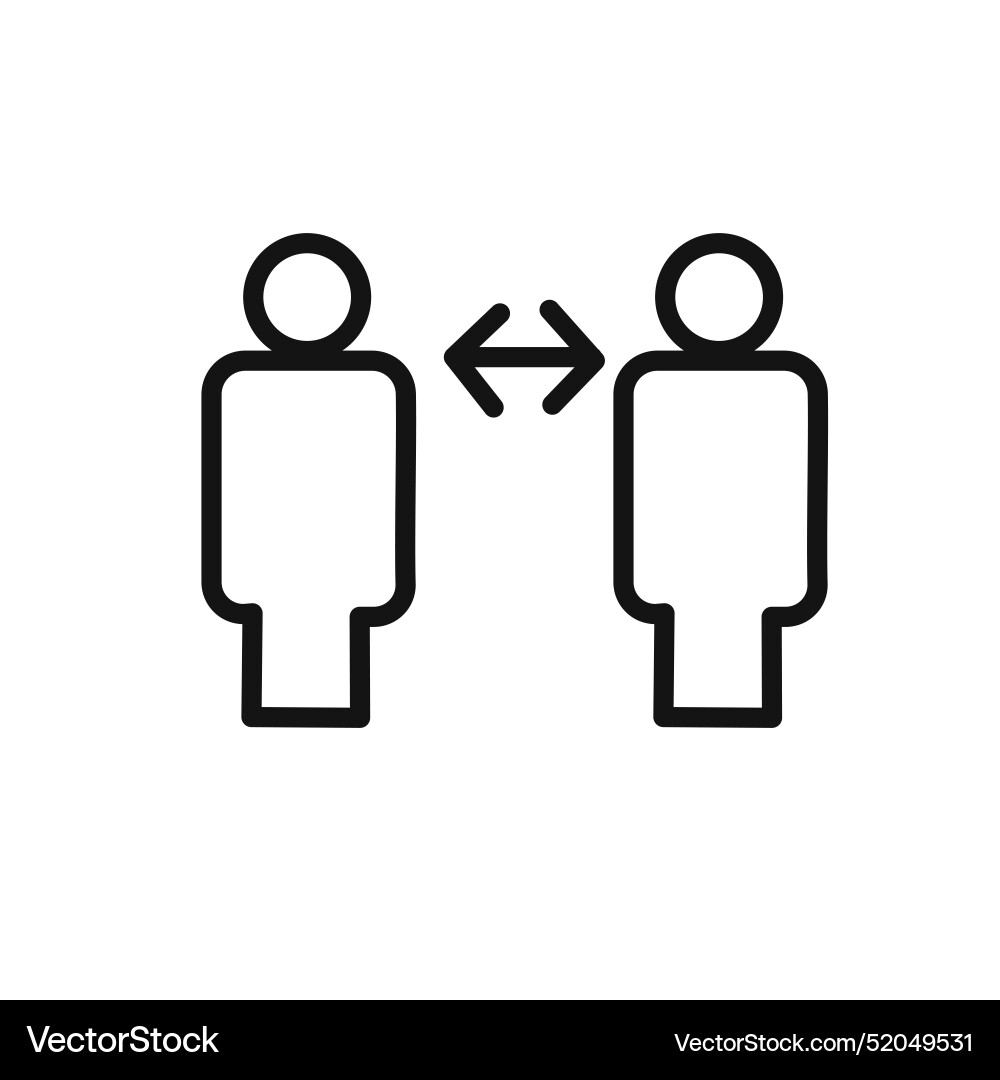 Social distancing icon linear graphics sign Vector Image