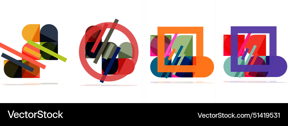 Square and round shape geometric poster set Vector Image