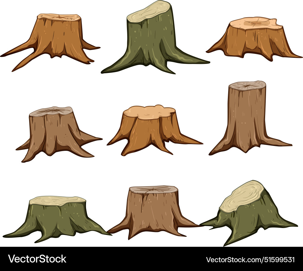 Stump set cartoon Royalty Free Vector Image - VectorStock