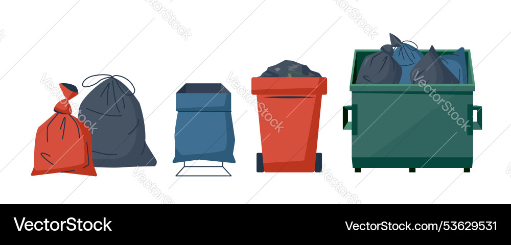 Trash containers icon in cartoon style Royalty Free Vector