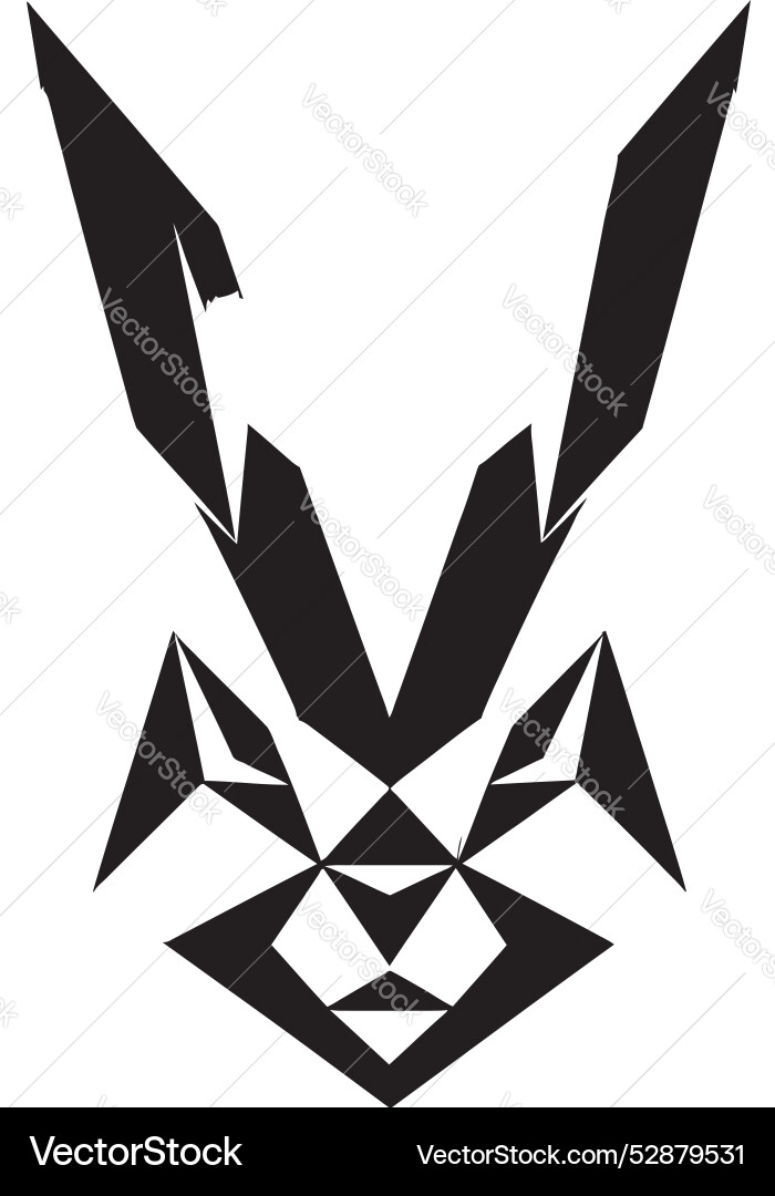 Vintage black rabbit silhouette geometric Vector Image