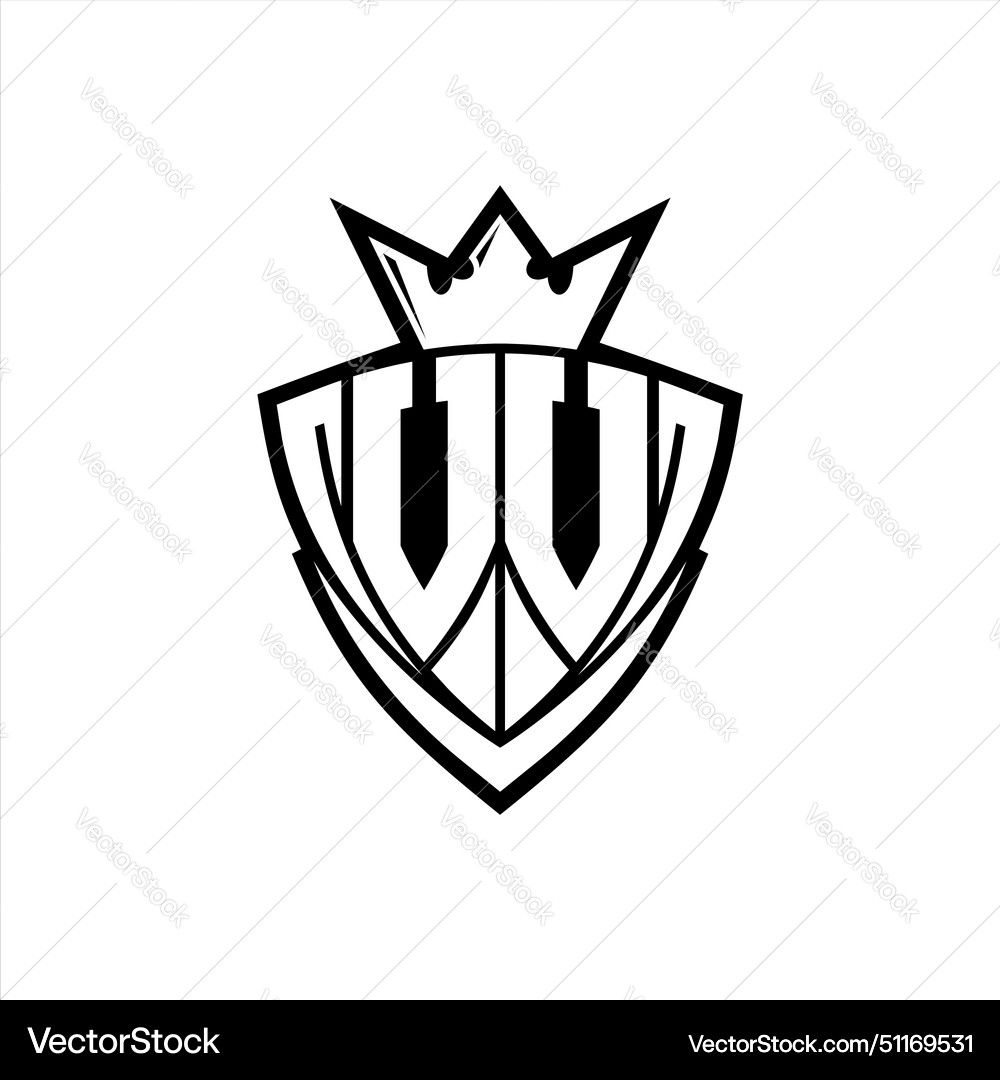 Vv letter logo with sharp triangle shield shape Vector Image