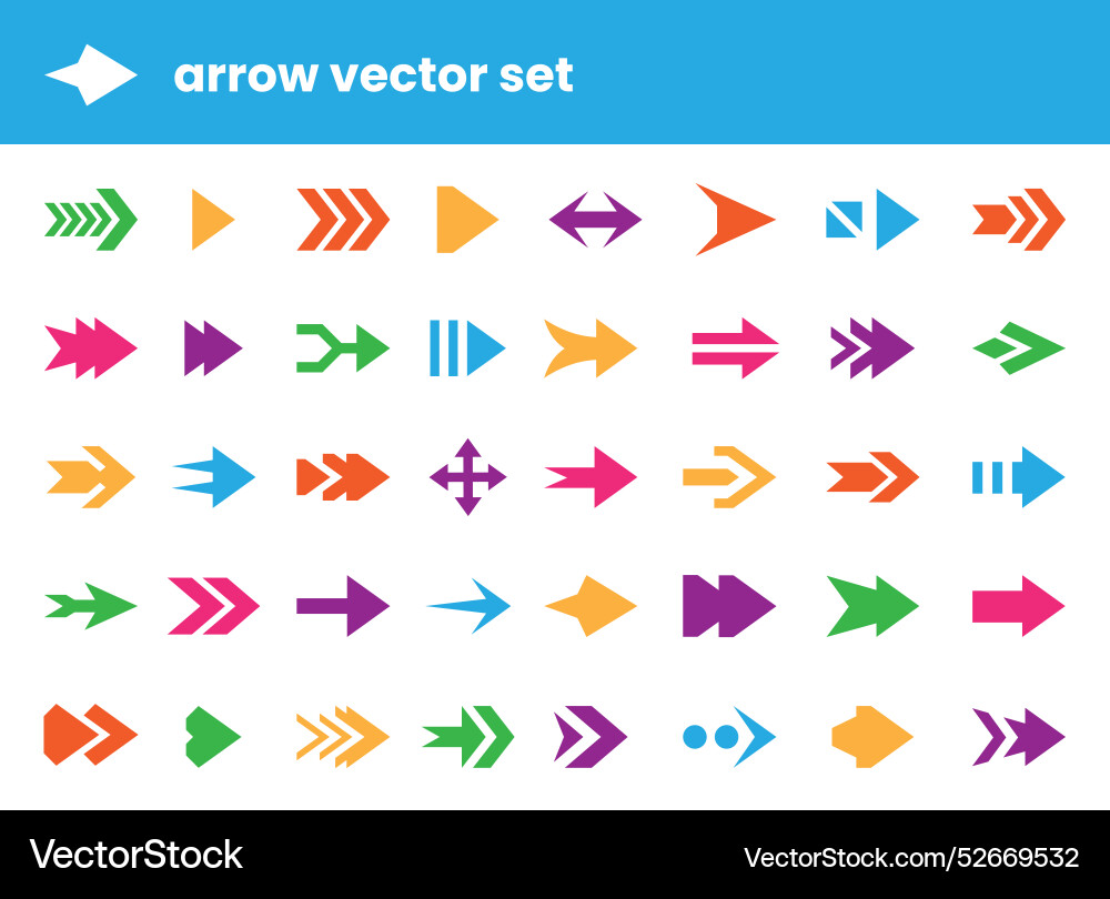 Arrow stickers pointer icons simple round button Vector Image