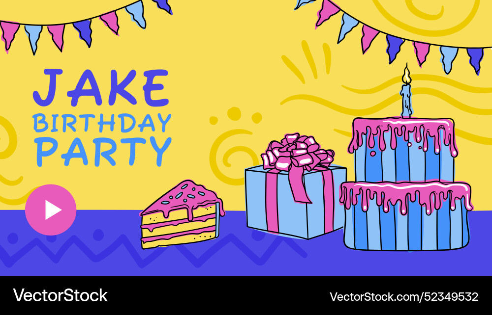 Hand drawn birthday celebration youtube thumbnail Vector Image