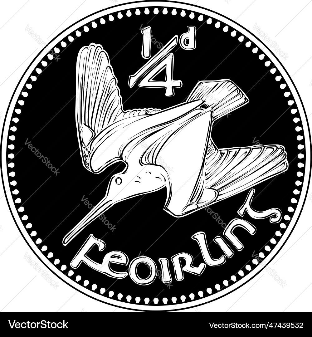 Irish money pre-decimal gold coin farthing Vector Image