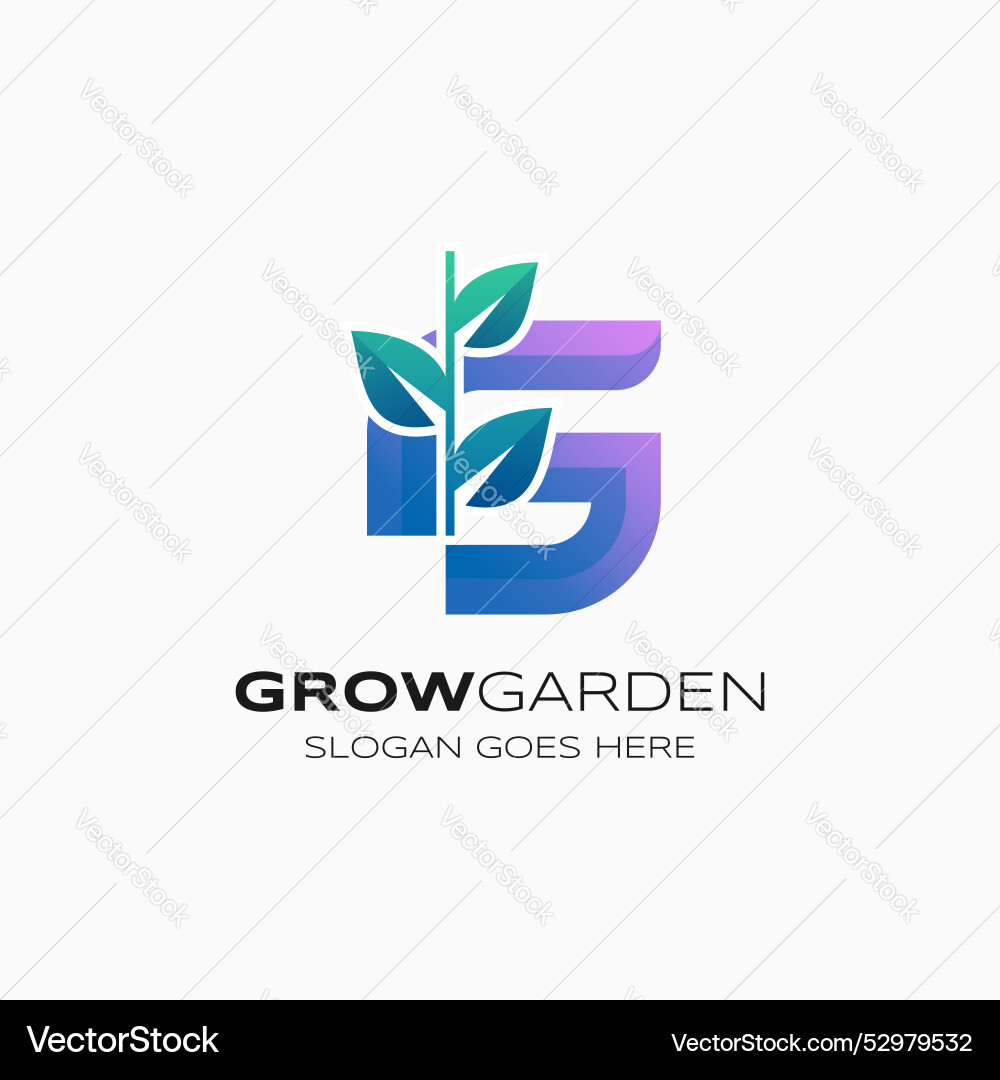 Logo grow garden gradient colorful style Vector Image