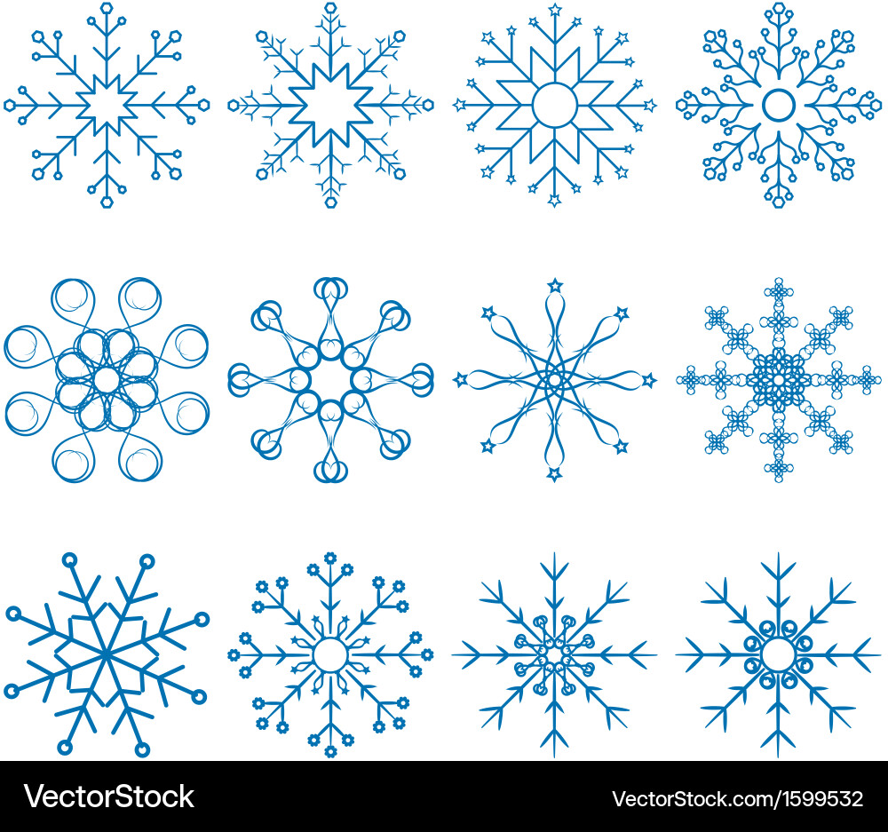 Snowflake set Royalty Free Vector Image - VectorStock