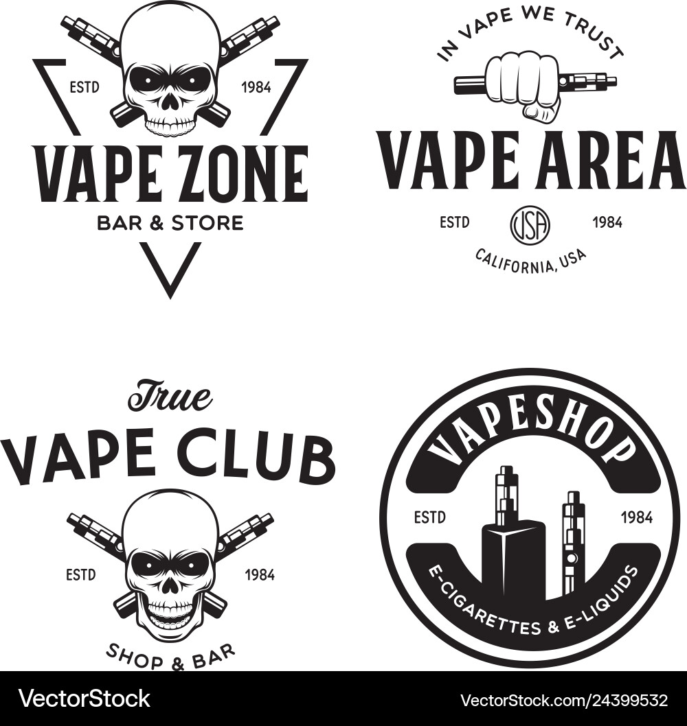 Vape shop labels emblems badges set vaping Vector Image