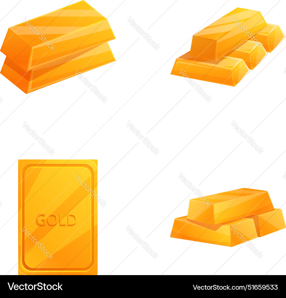 Assortment of gold bars Royalty Free Vector Image