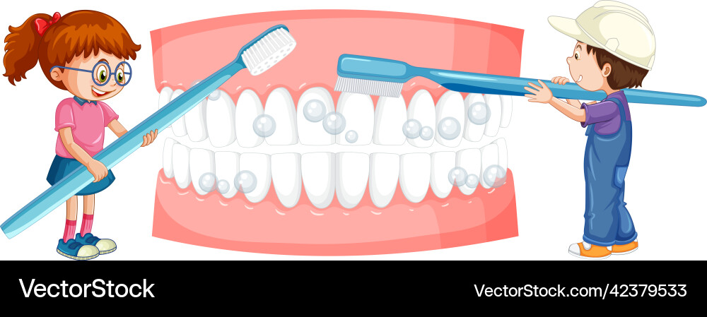 Kids Brush Teeth Cartoon