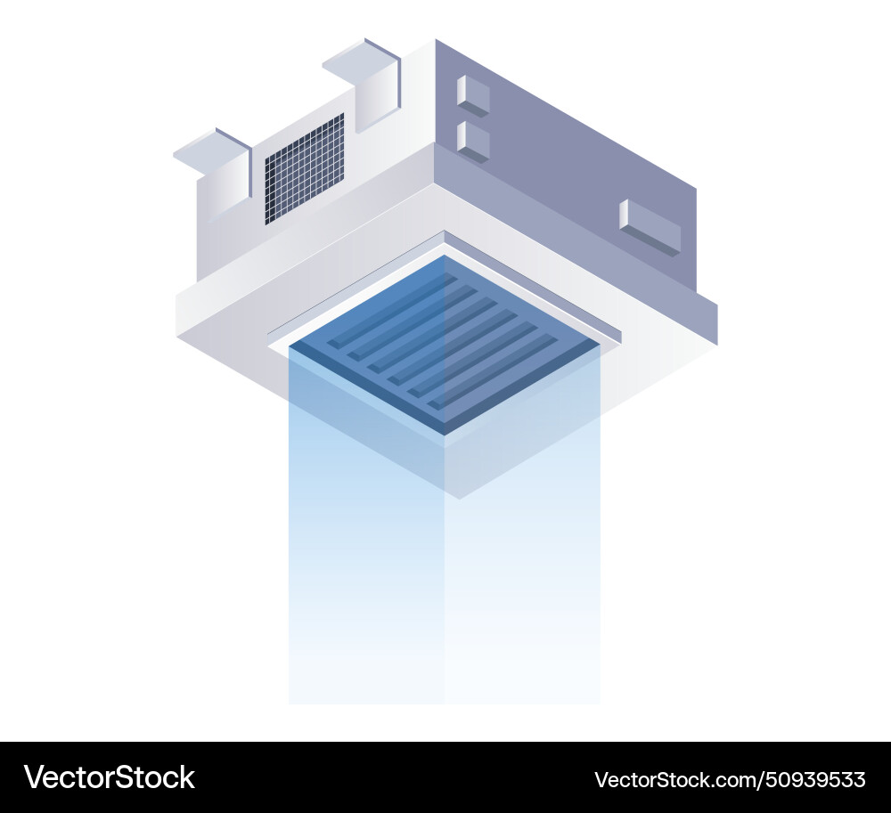 Hvac intake air filter system flat isometric 3d Vector Image