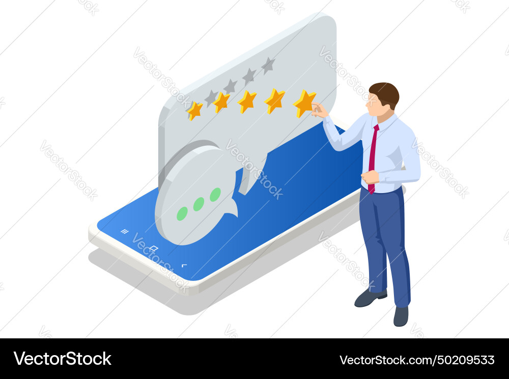 Isometric customer review or feedback mobile Vector Image