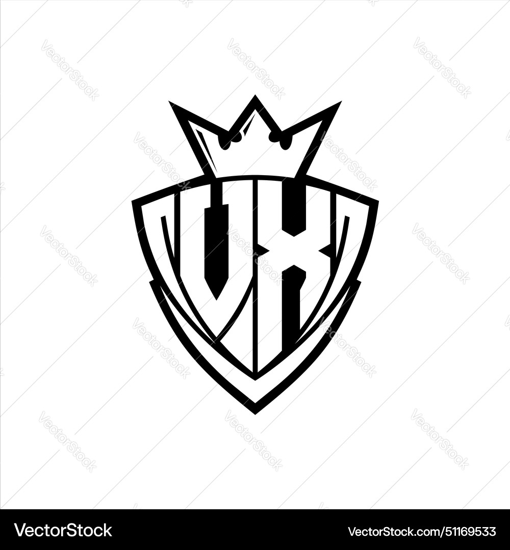 Vx letter logo with sharp triangle shield shape Vector Image