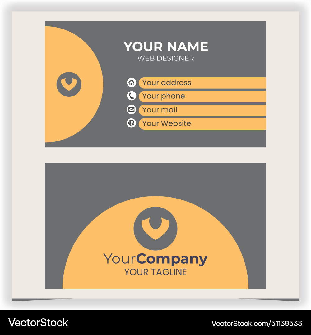 Yellow and grey business card design template Vector Image