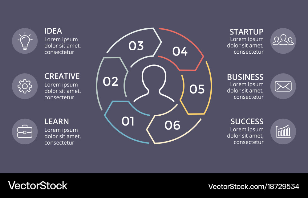 Circle linear arrows infographic cycle Royalty Free Vector