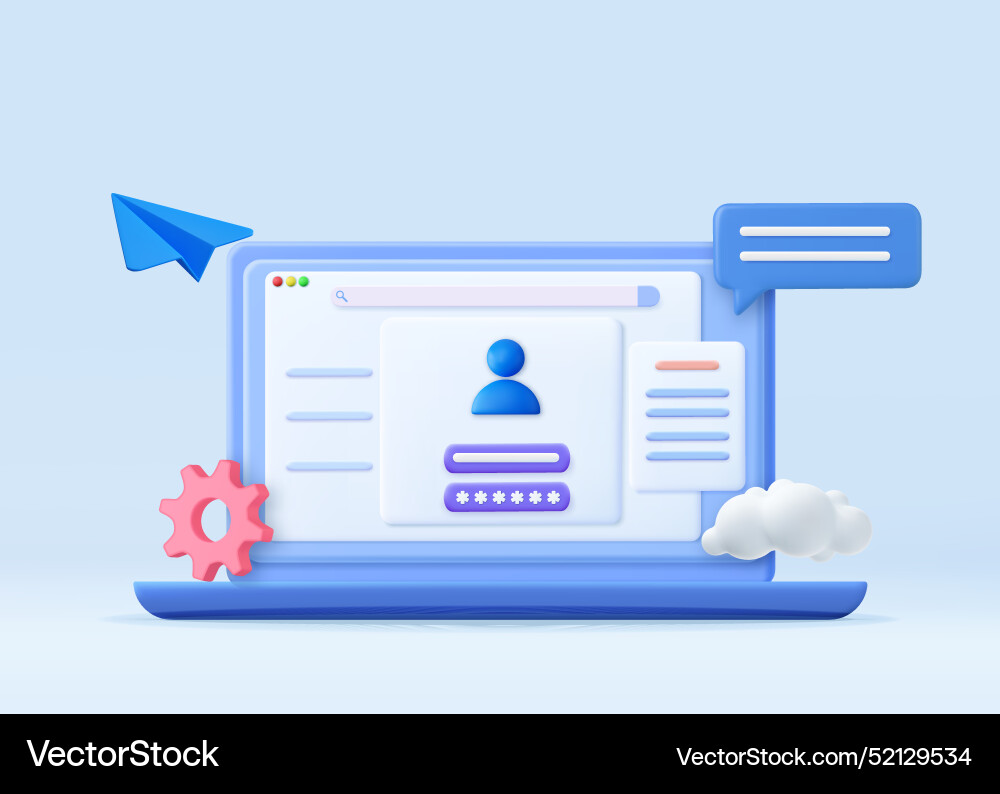 Computer and account login password Royalty Free Vector