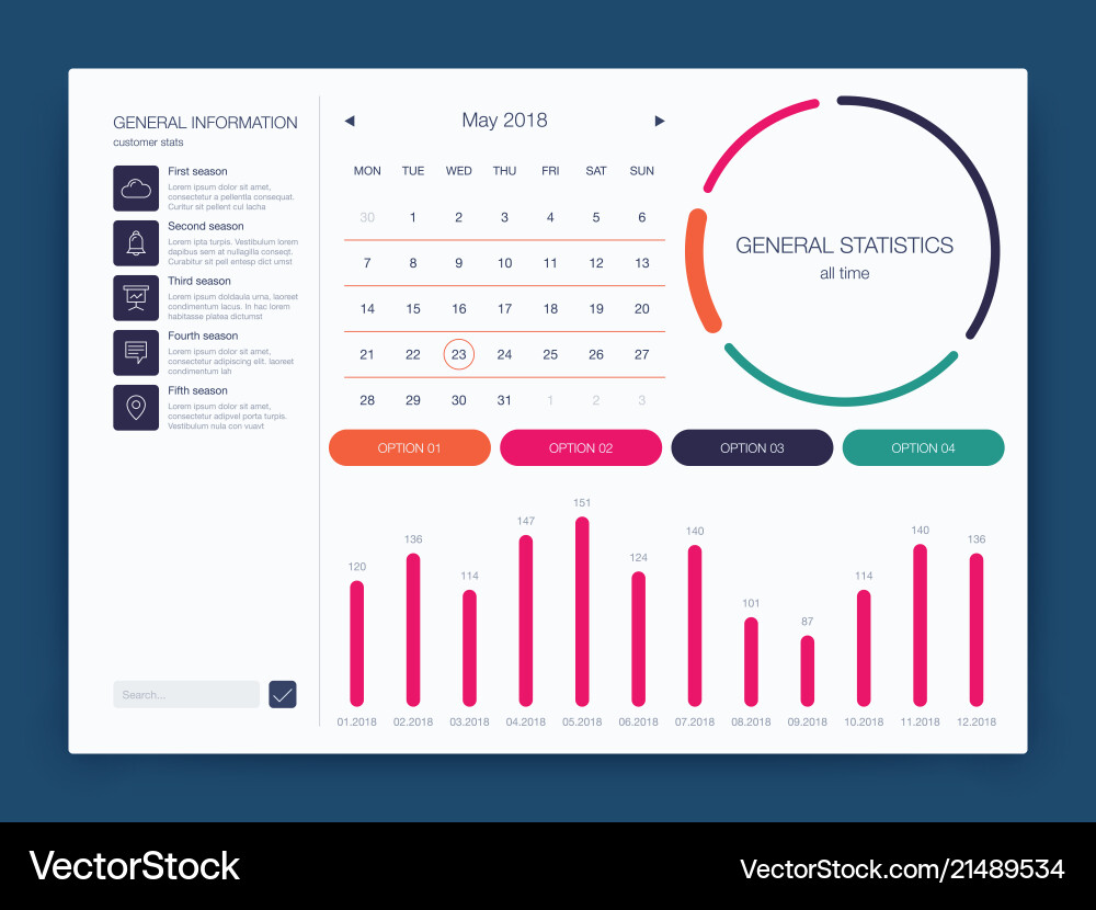 Dashboard infographic template with modern design Vector Image