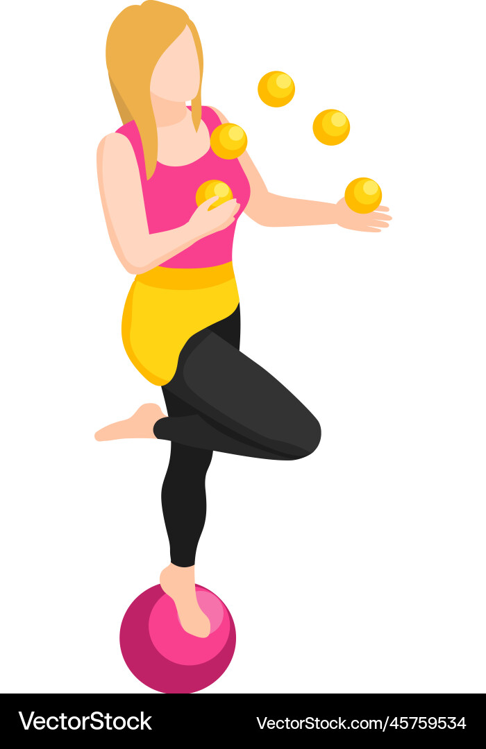 Female juggler artist composition Royalty Free Vector Image