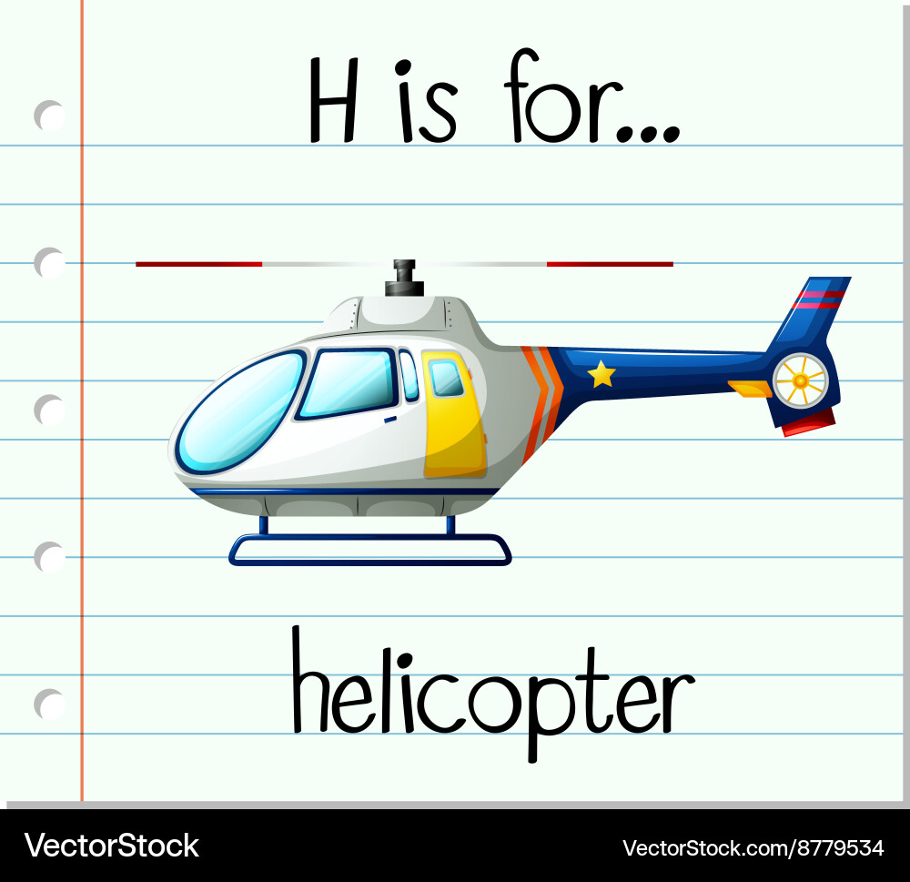 Flashcard alphabet h is for helicopter Royalty Free Vector