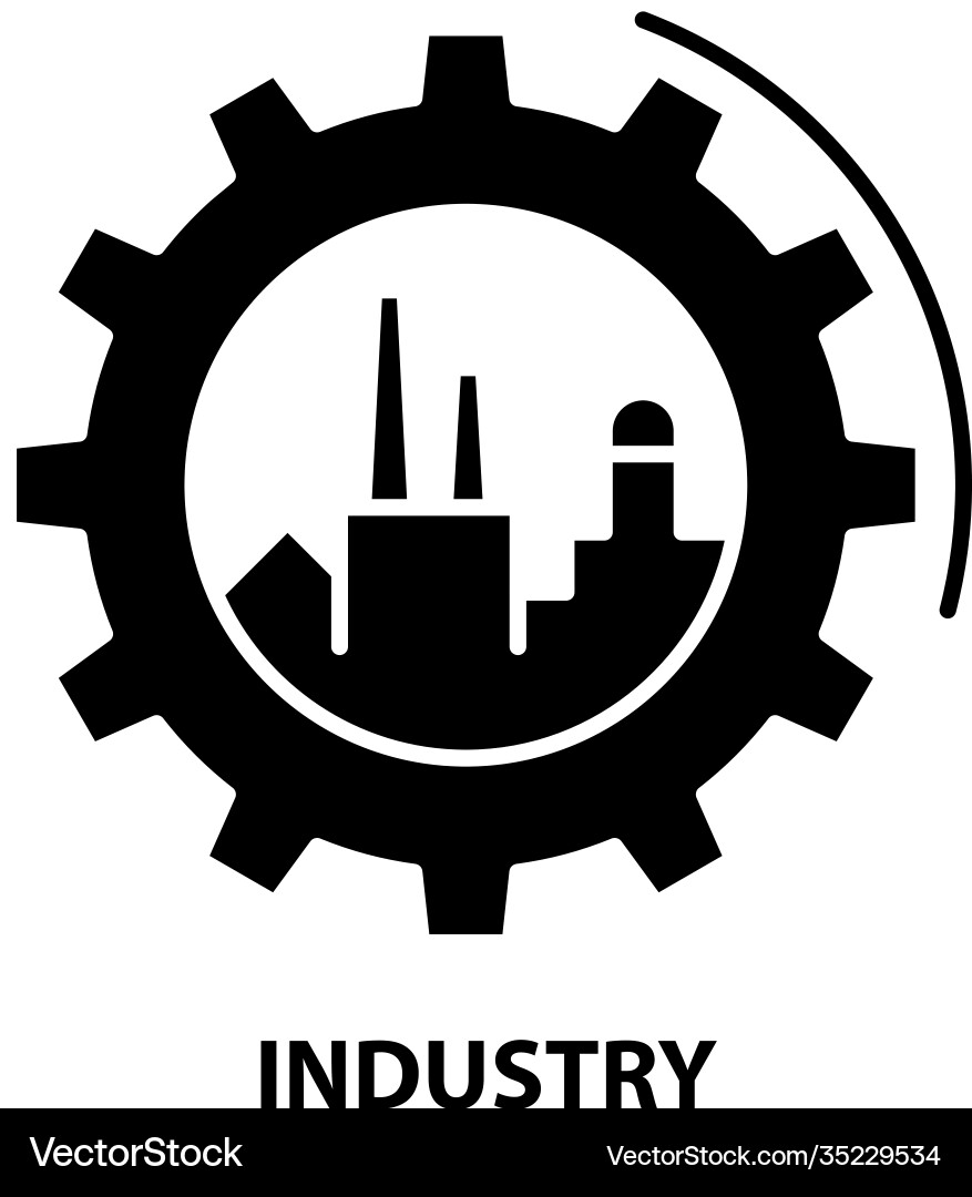 Industry icon black sign with editable Royalty Free Vector