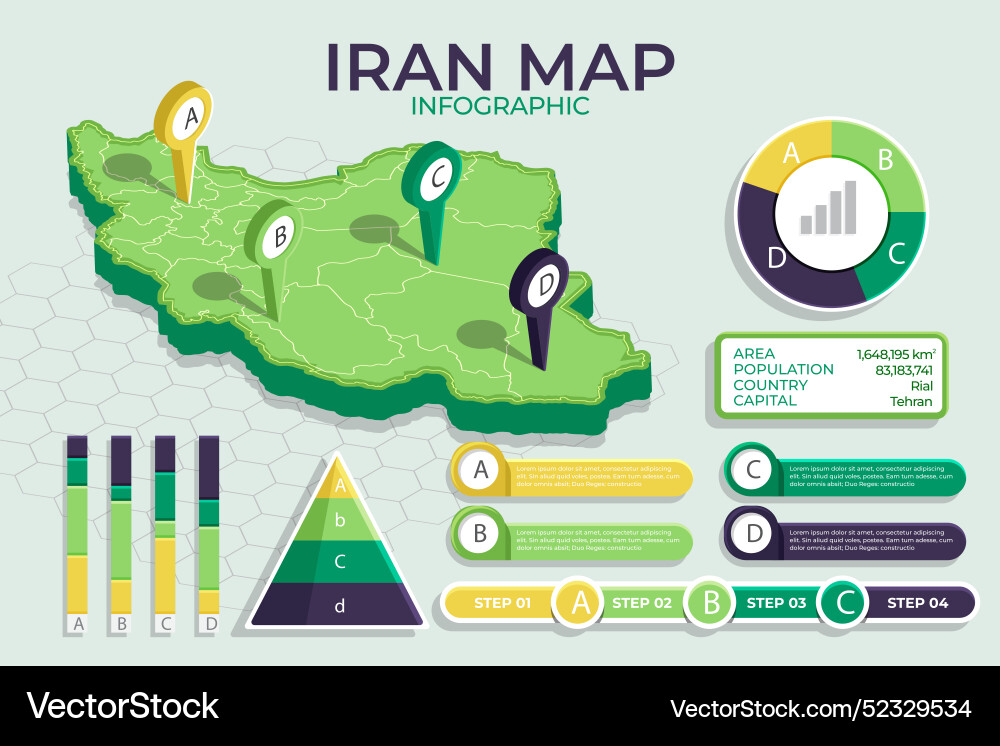 Iran map infographics Royalty Free Vector Image