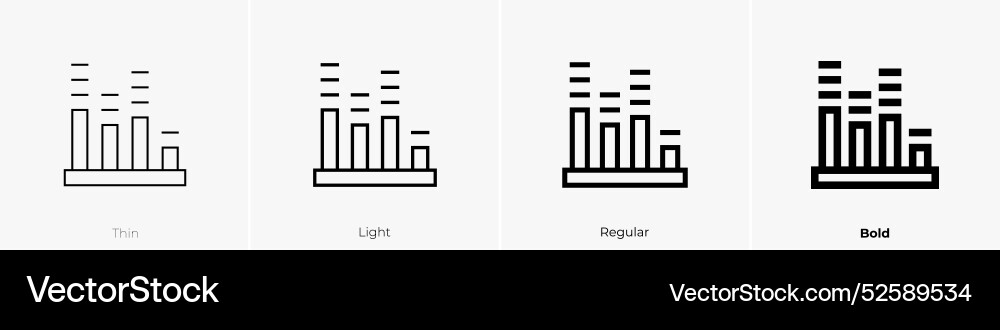 Music wave icon thin light regular and bold style Vector Image