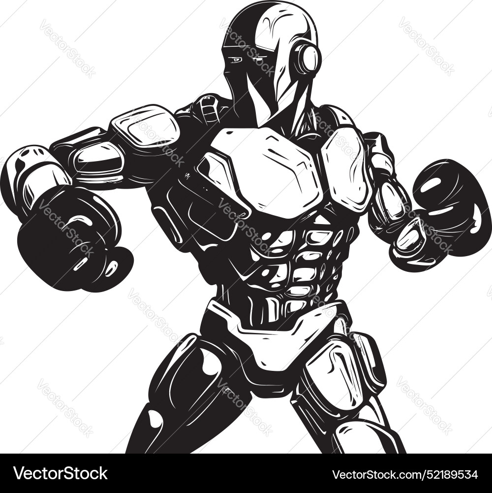 Robotic ringmaster robot boxer black logo icon Vector Image