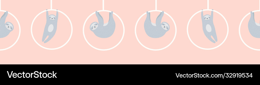 Sloth pattern border seamless repeat Royalty Free Vector