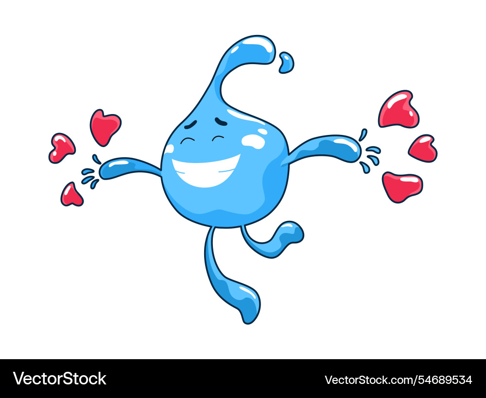 Wassertropfen Cartoon Charakter Gesicht Emotion Vektorbild