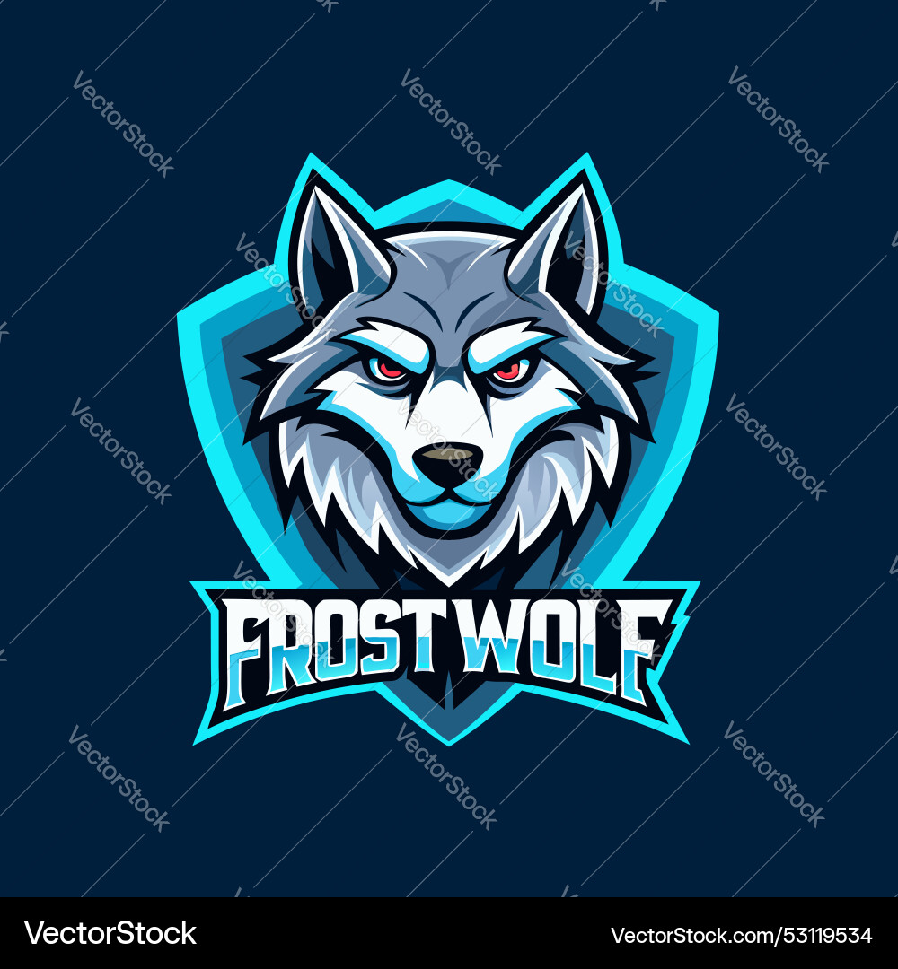 Wolf mascot logo icon design with text frost Vector Image