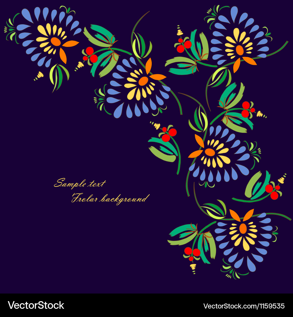 Black background with flowers Royalty Free Vector Image