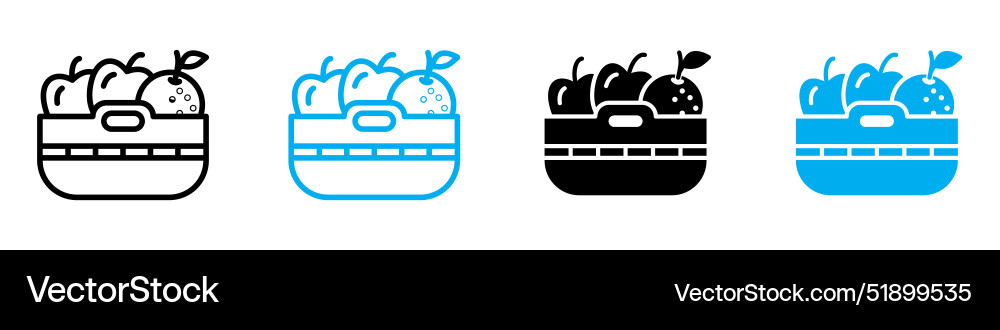 Fruit basket icon set collection for web Vector Image