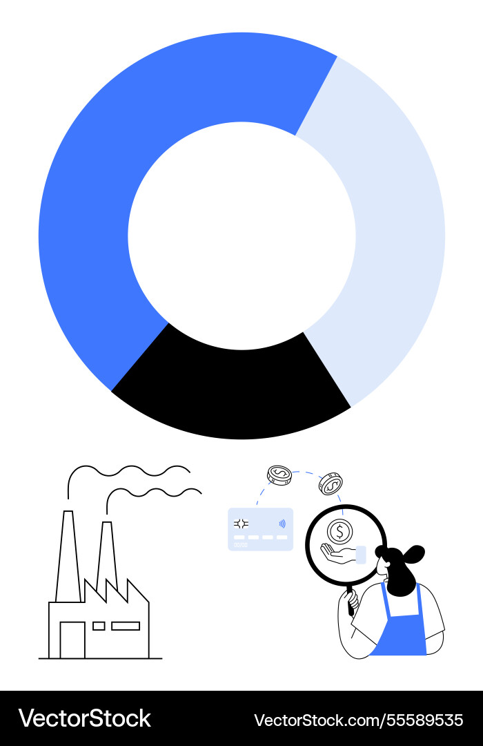 Industrial data analysis process with pie chart Vector Image