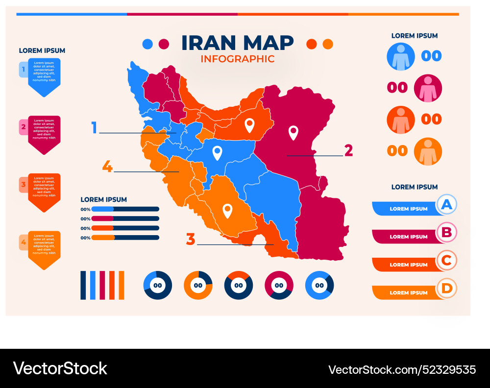 Iran map infographics Royalty Free Vector Image